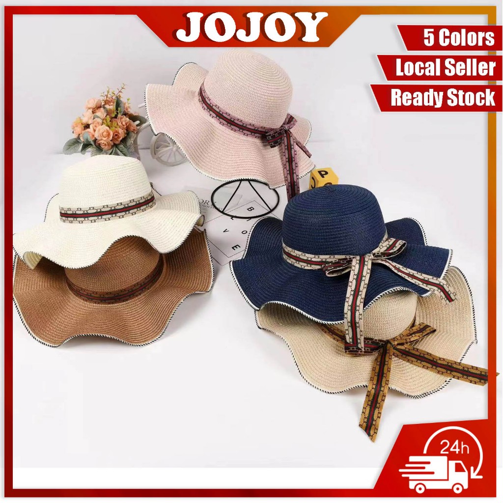 JOJOY Topi Pantai Perempuan Muslimah Besar Straw Hat Korean Fashion ...