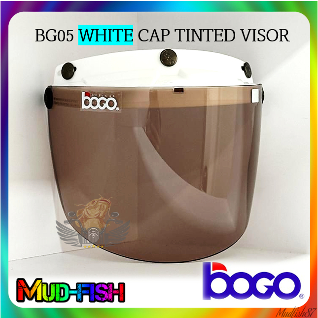 BOGO BG05 BG-05 3 BUTTONS WHITE COLOUR CAP PUTIH (TINTED VISOR ...