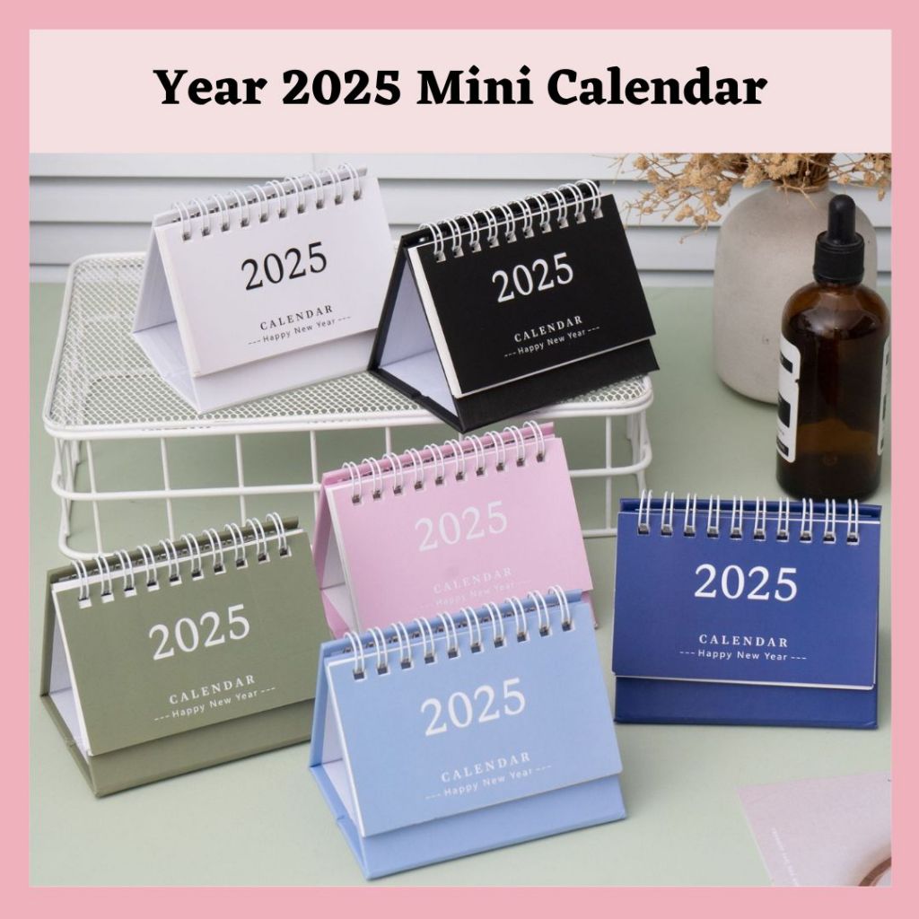 【Readystock】Year 2025 Solid Color Calendar Simple Ins Retro Desktop ...