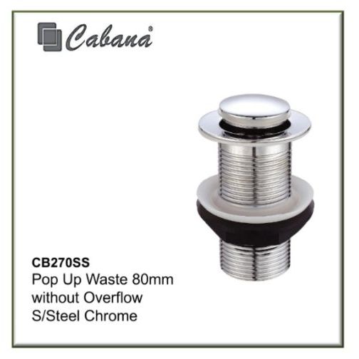 Cabana CB270SS Pop Up Waste without Overflow 80mm -Stainless Steel ...