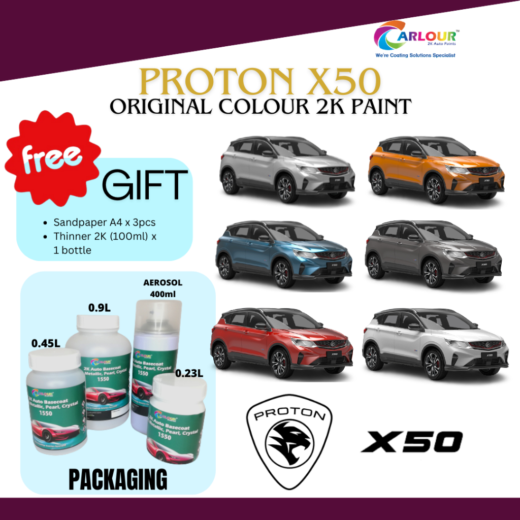 Proton X50 Original Color 2K Paint Basecoat Solid, Metallic, Pearl ...