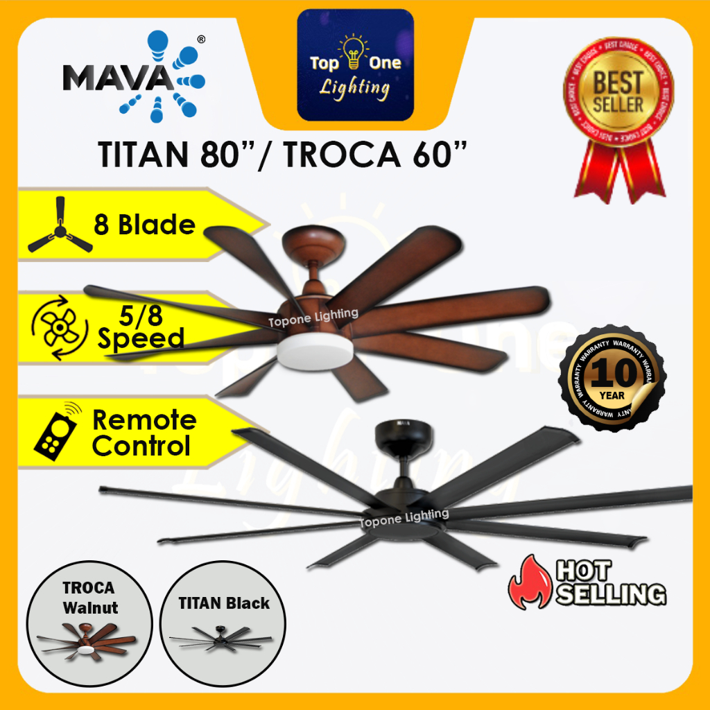 MAVA TITAN 80" 8 SPEED DC CEILING FAN WITH REMOTE CONTROL DCFAN KIPAS ...