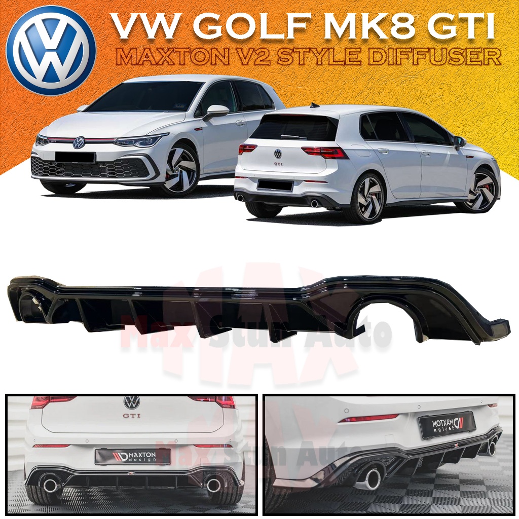 VOLKSWAGEN GOLF MK8 GTI R LINE MAXTON V2 REAR DIFFUSER BELAKANG MAXTON ...