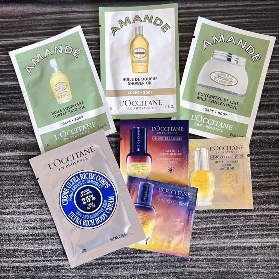 L0CCITANE Authentic Face, Hair & Body Care Sample Sachet Pack ( Body ...