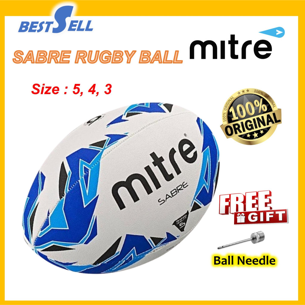 Mitre Sabre Training Rugby Ball Bola Ragbi Latihan free ball needle ...