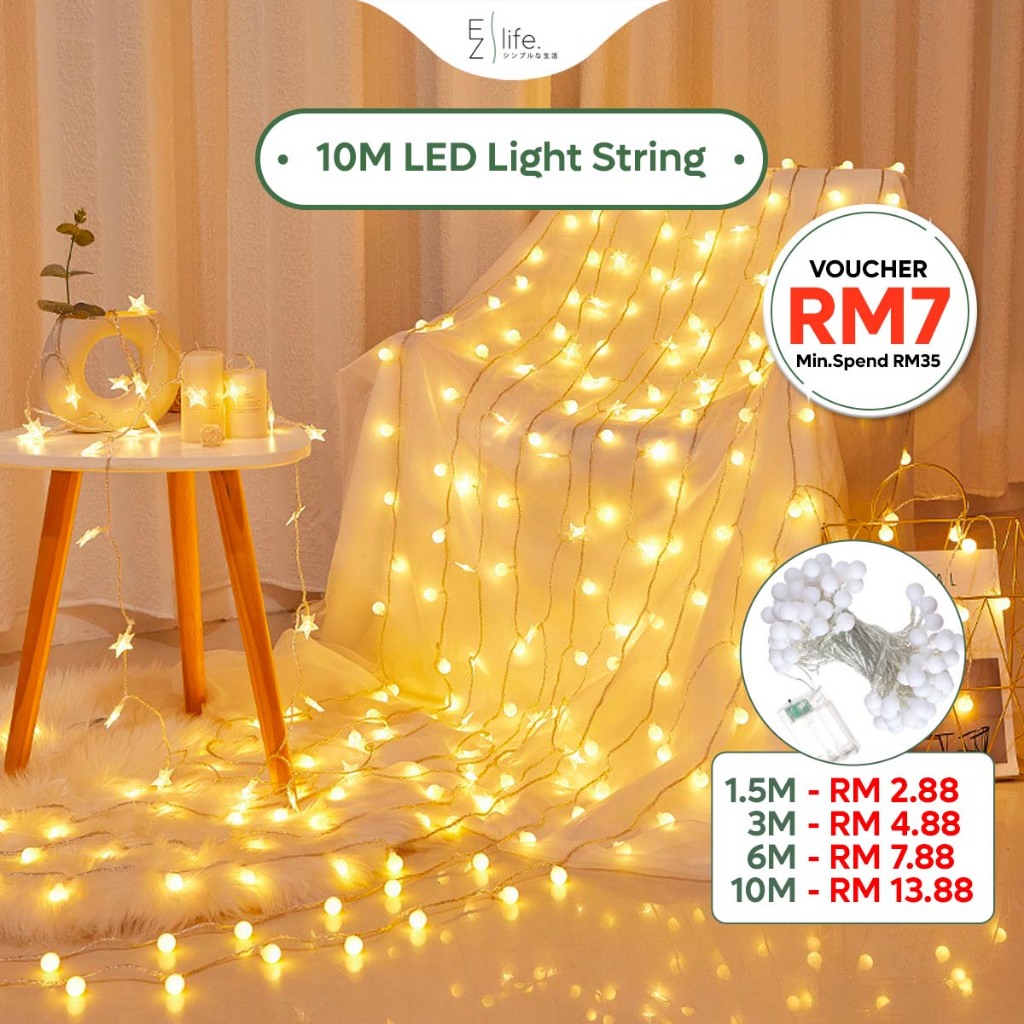 Lampu Kelip Hiasan EzLife 10M LED Camping Outdoor LED Light String ...