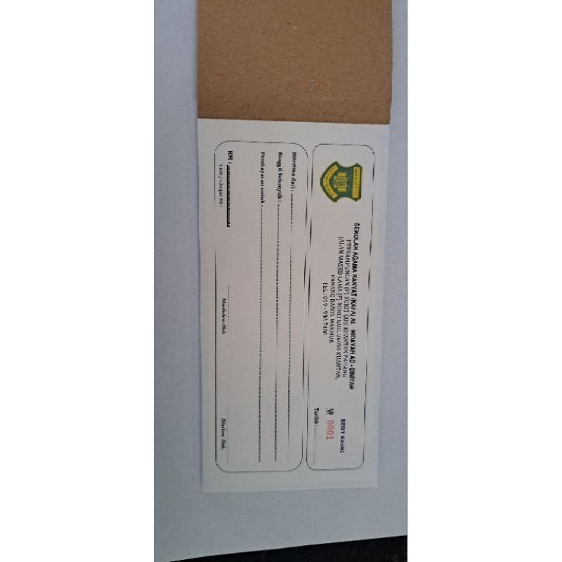 Resit rasmi saiz 10.5cm x 22.5cm | Shopee Malaysia