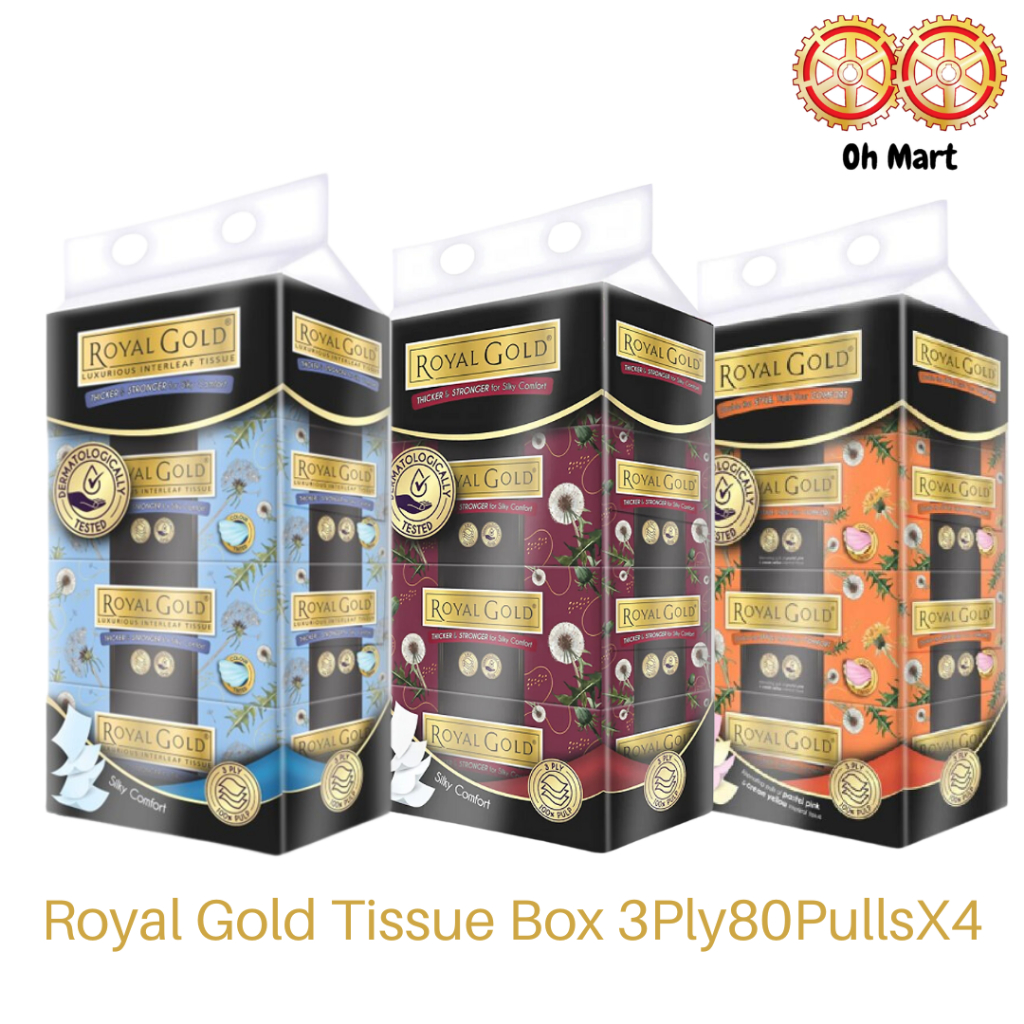 Royal Gold Colour Tissue Box 3Ply80PullsX4Box | Shopee Malaysia