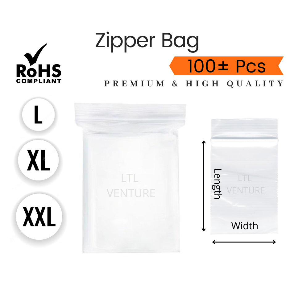 EXTRA BIG Zipper Bag LDPE Ziplock Travel Storage Plastic Transparent ...