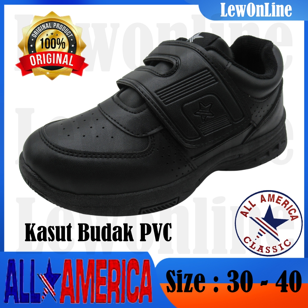 All America Kasut Sekolah Hitam 4916 (Waterproof)| Black School Shoes ...