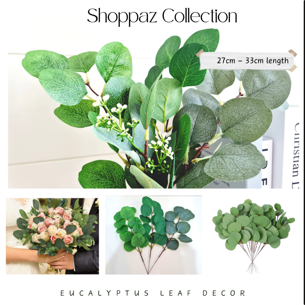 Shoppaz Silk Dollar Leaves Artificial Leaf Decor Eucalyptus Fake Flower ...