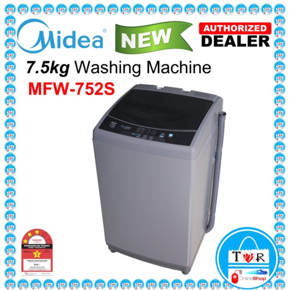 MIDEA 7.5KG New Model FULLY AUTO WASHING MACHINE MFW-750/2S/MA-200W75 ...
