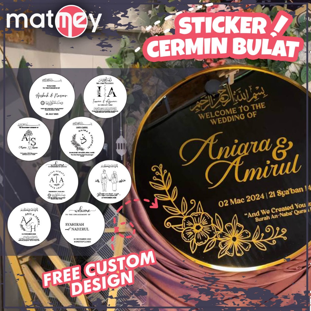 Stiker Cermin Kahwin BULAT - stiker round mirror / cermin bulat ...