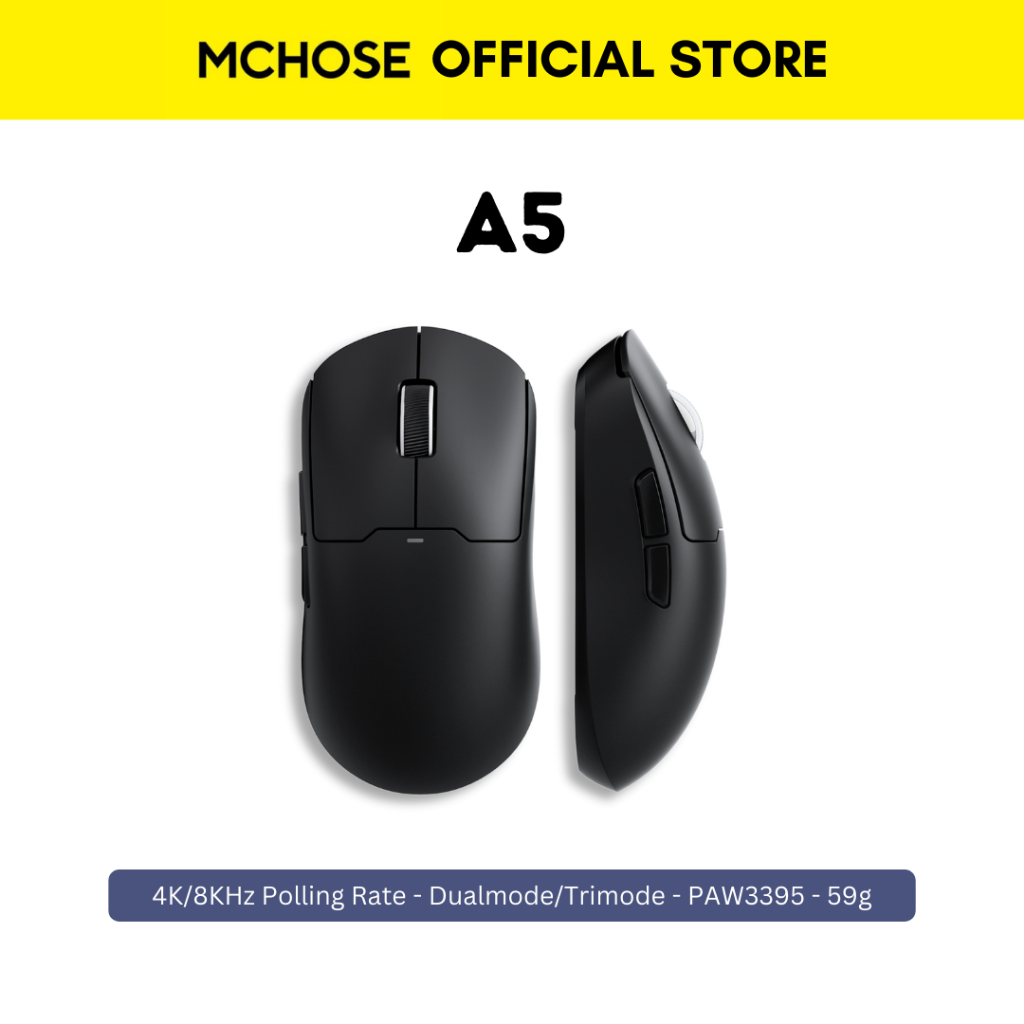 MCHOSE A5 Wireless Mouse 3 Modes Connection/PAW3395/Ultra-Lightweight/TTC Golden Switch/500mAh ...
