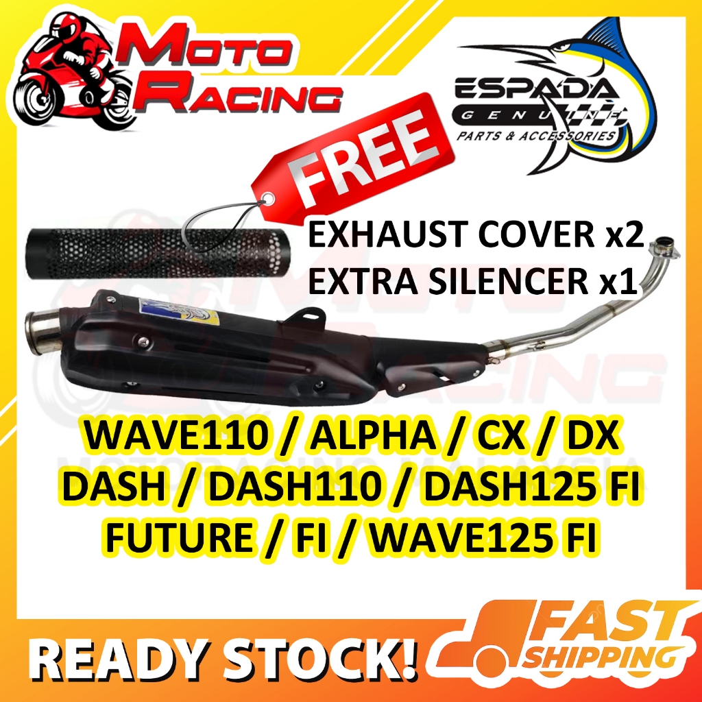 ESPADA E4 28MM WAVE110 ALPHA CX DX DASH 110 125 FUTURE WAVE125 FI RACING EXHAUST CUTTING ...
