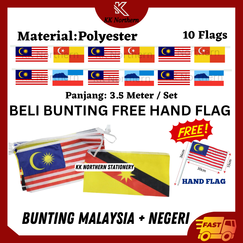 Flag Malaysia Bendera Kecil Gantung Negeri Jalur Gemilang Negeri Tali ...