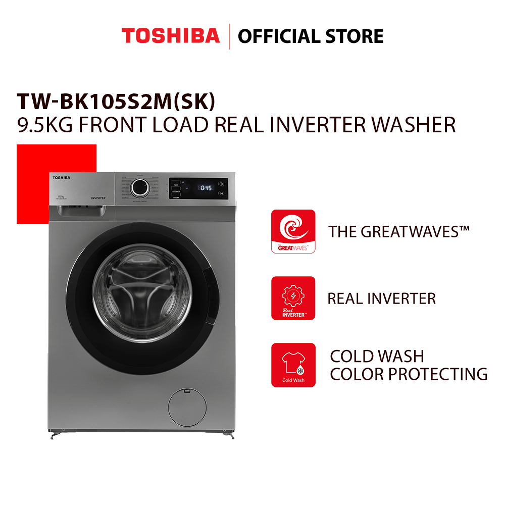 Toshiba TW-BK105S2M(SK) 9.5KG Front Load Real Inverter Washing Machine (Silver) | Shopee Malaysia
