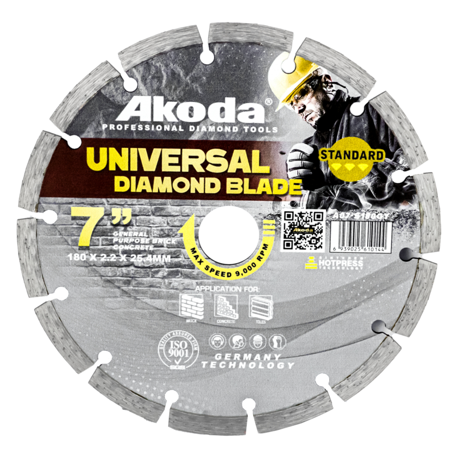 Akoda A07-S180GY 7'' Diamond Blade Dry (Grey) D180 x 2.2 x 8 x 25.4 ...
