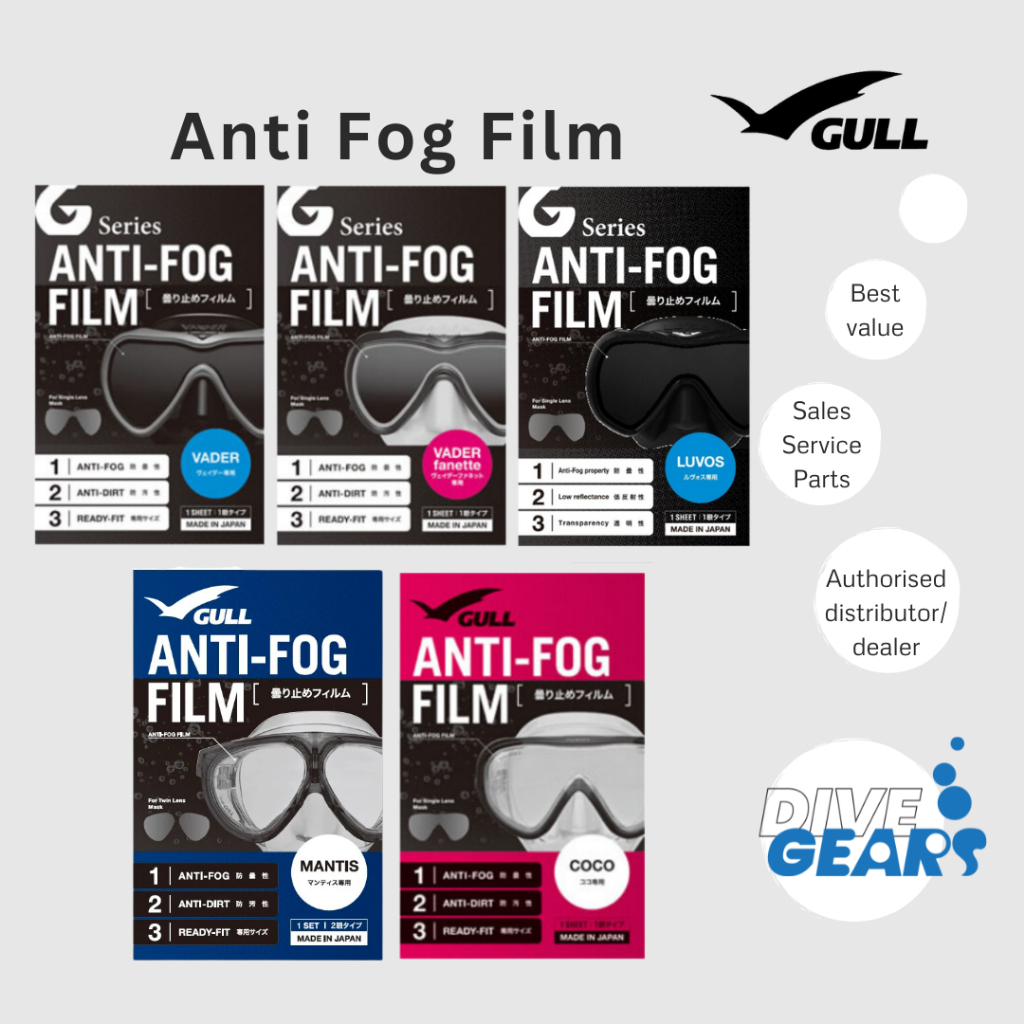 GULL Anti-Fog Film for G Series Vader Vader Fanette Coco Mask Scuba Diving FreeDiving Snorkeling ...