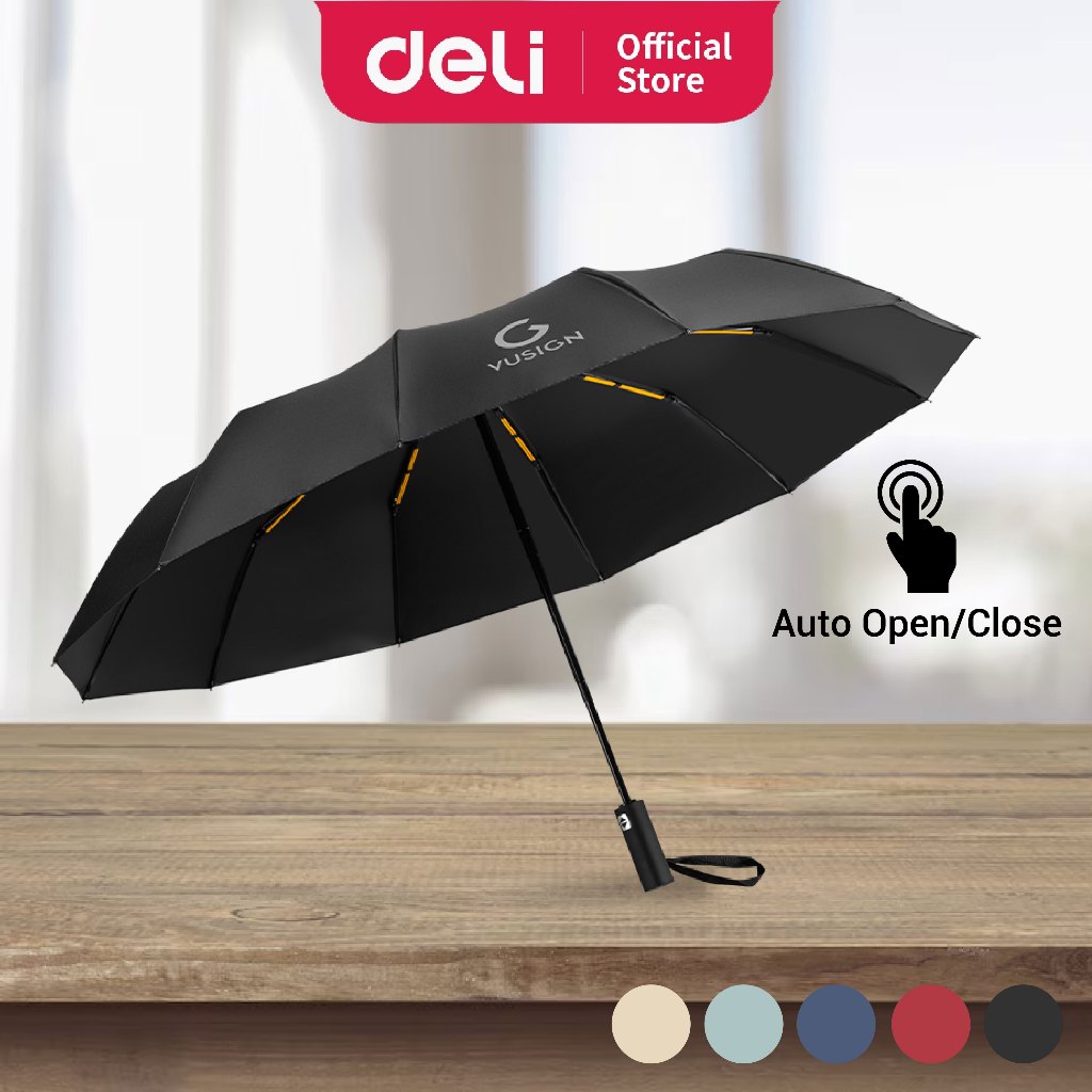 Deli Vusign Anti UV Automatic Foldable Umbrella Auto Open Close Umbrella Windproof Payung Lipat ...