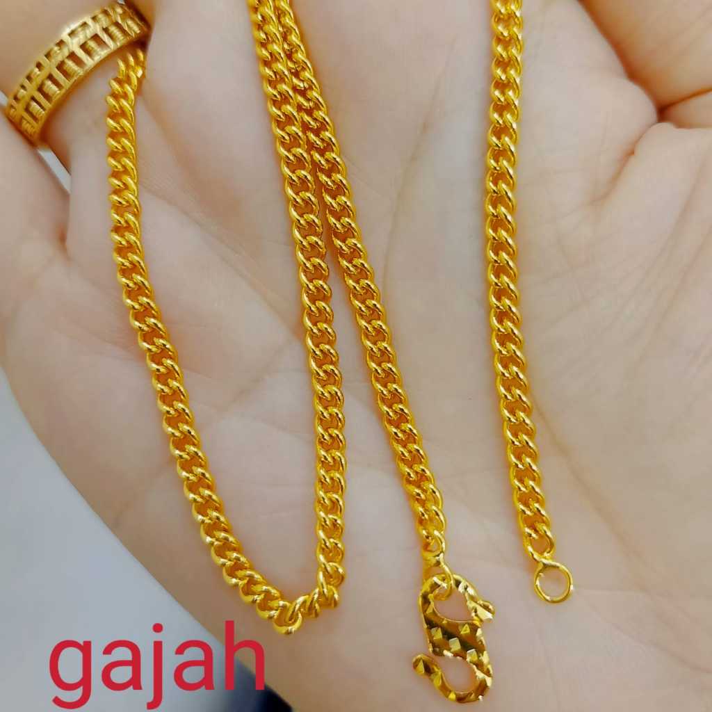 Necklace 3mm GAJAH Rantai Leher Emas Bangkok GOLD PLATED | Shopee Malaysia