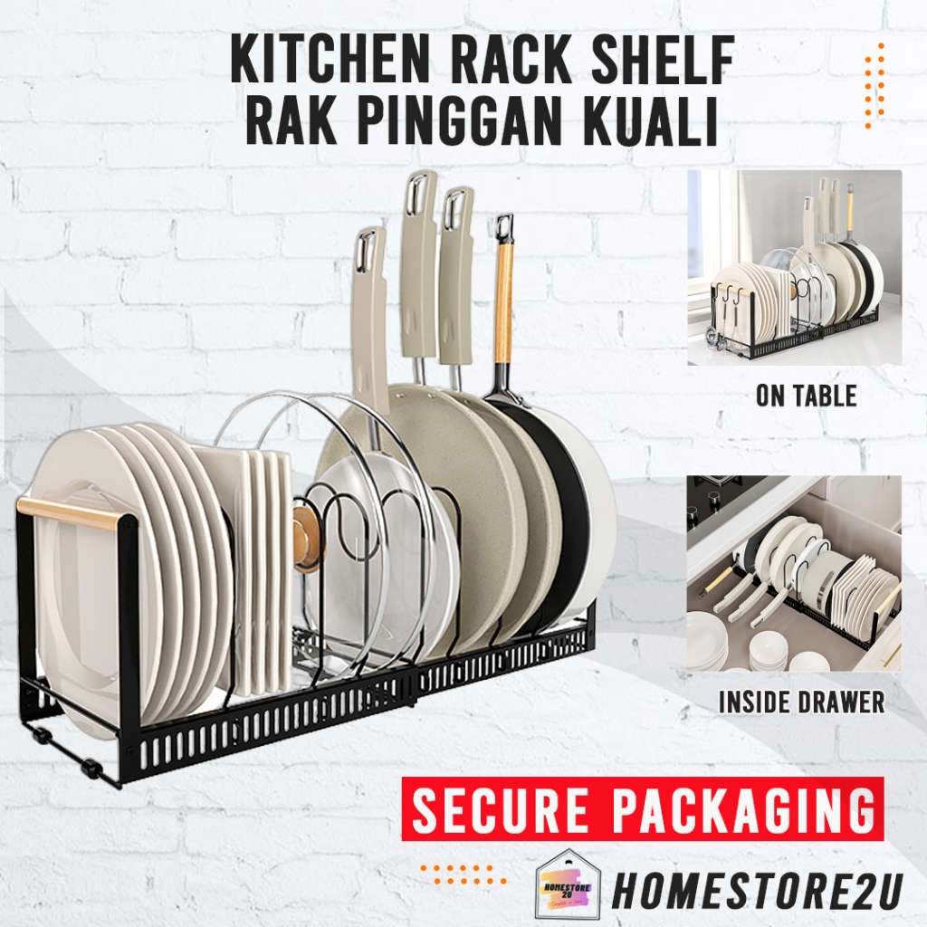 Rak pinggan stainless steel pan plate adjustable dish rack dapur ...