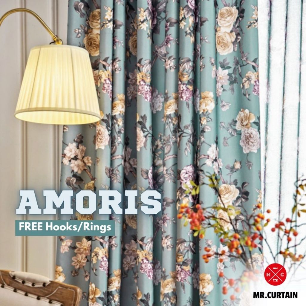 MR.CURTAIN Amoris Langsir Siap Jahit Semi Blackout & Sheer Bunga ...