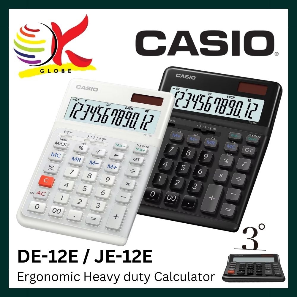 CASIO DE-12E / JE-12E HEAVY DUTY DESKTOP TYPE ERGONOMIC CALCULATOR WITH ...