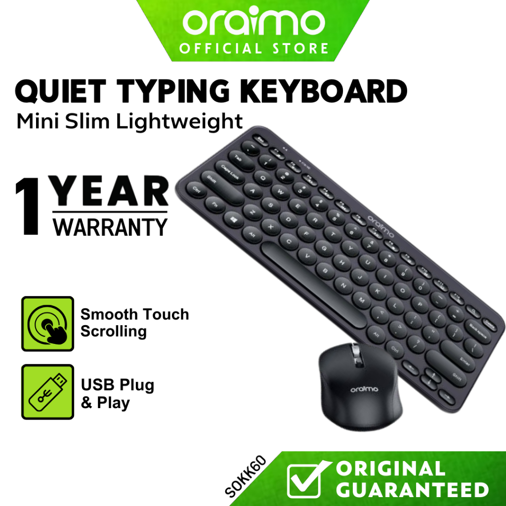 ORAIMO Wireless Mini Slim Silent Click USB Keyboard And Optical ...