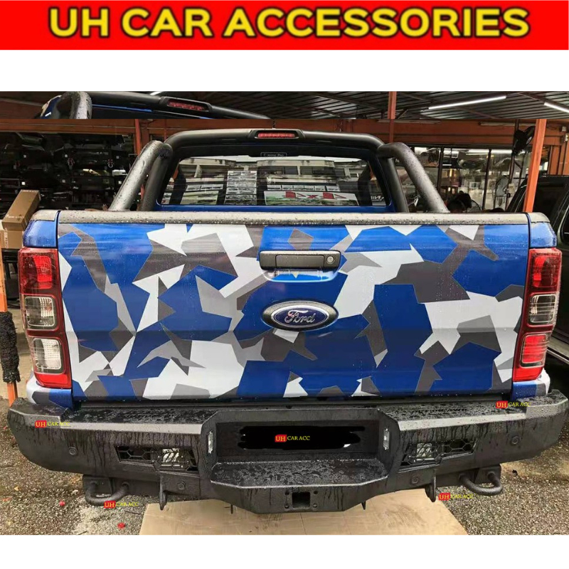 FORD RANGER T6 T7 T8 2012-2021 OPTION REAR BULL BAR BUMPER MATTE BLACK ...