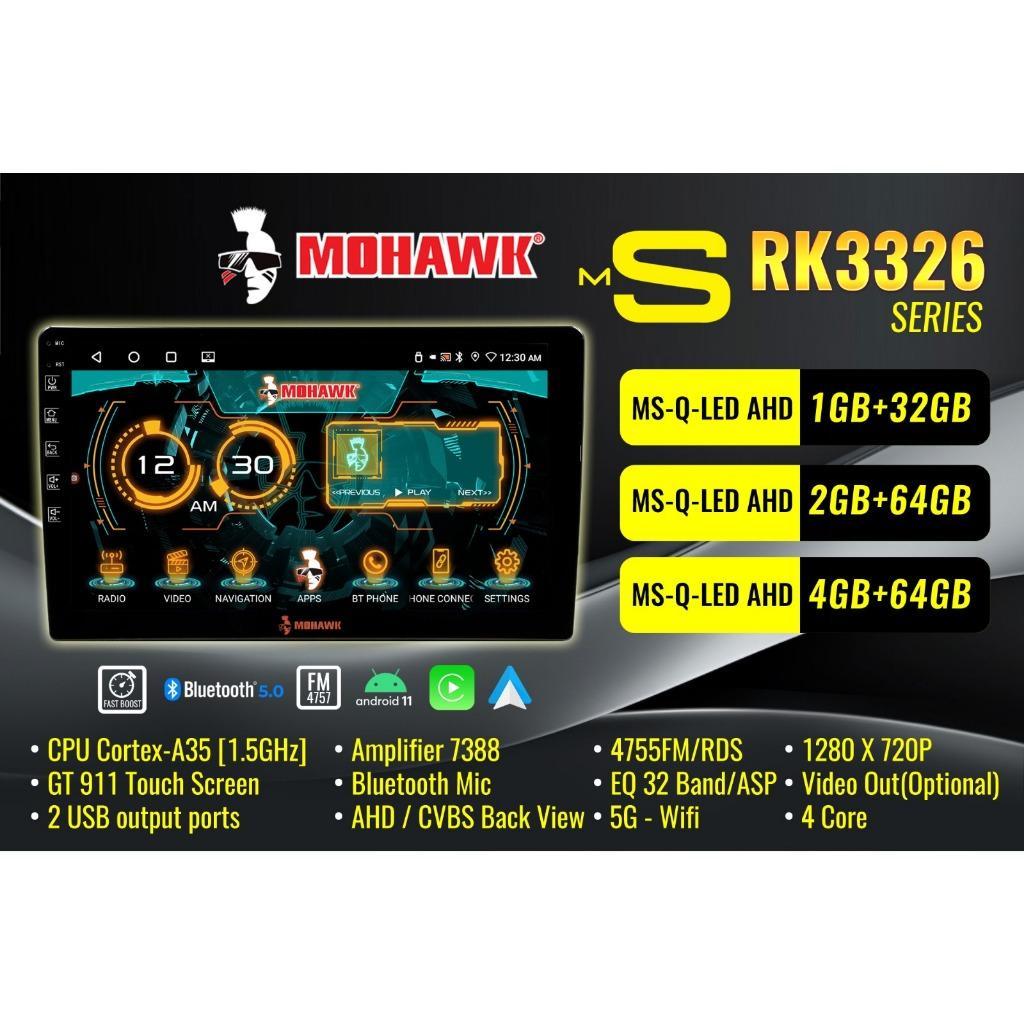 MOHAWK RK3326 FREE Casing + Reverse Camera MS-Series 4GB RAM + 64GB ROM Q-LED Full Hd with ...