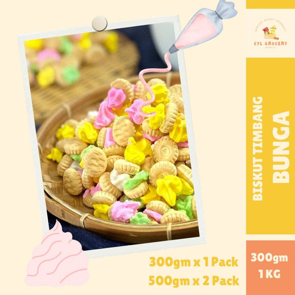 [ 300G • 1KG ] PELBAGAI BISKUT TIMBANG | BISKUT BUNGA | ICED GEM ...