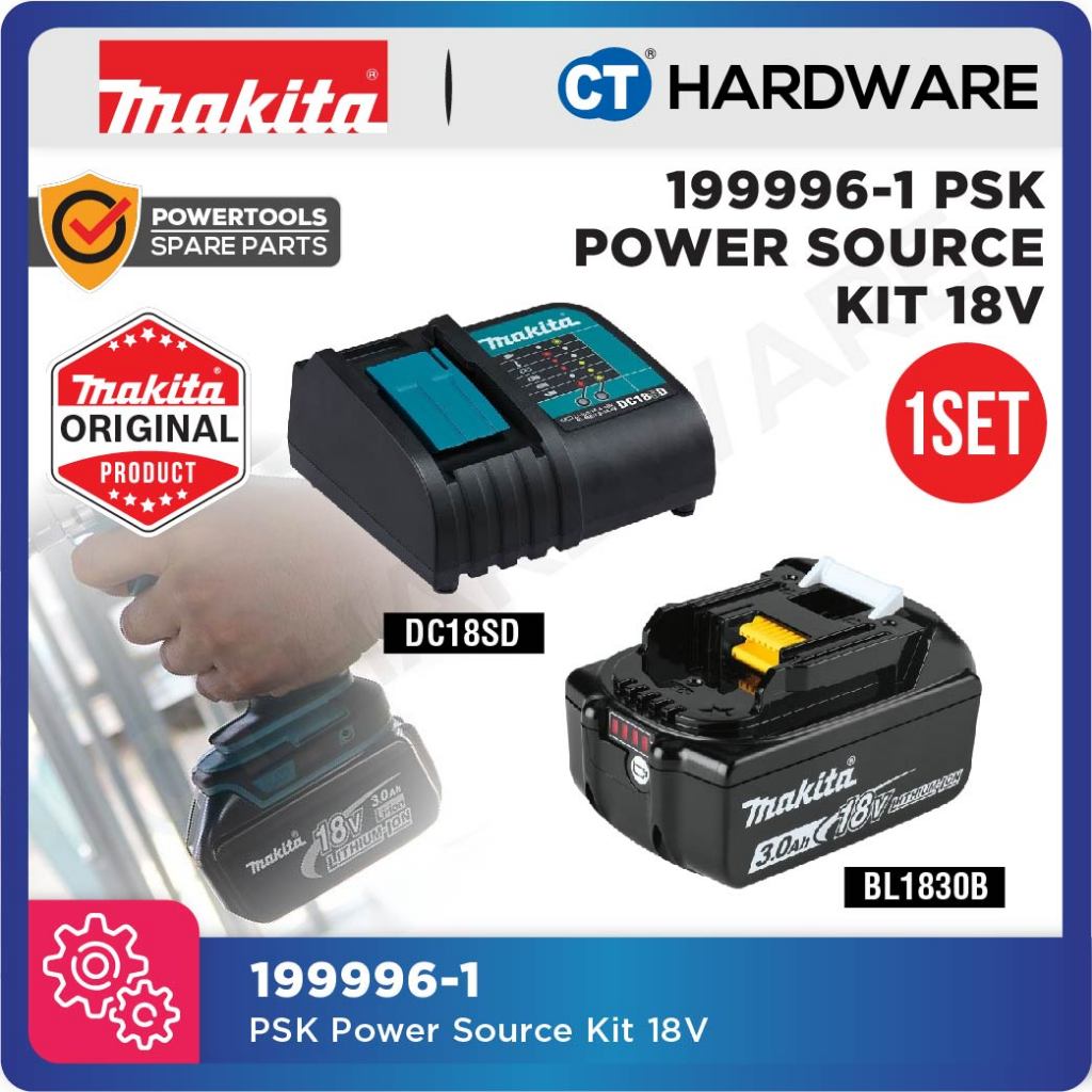 Makita 199996-1 Power Source Kit 18V [ 1x BL1830B 3.0Ah Battery + 1x DC18SD Charger ] - 1 Set ...