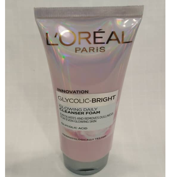 LOREAL PARIS Glycolic Bright Glowing Daily Cleanser Foam 100ml | Shopee ...