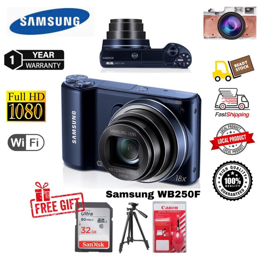 Samsung WB250F Smart Digital Camera 14.2MP Sensor 18x Zoom ( 1 Year ...