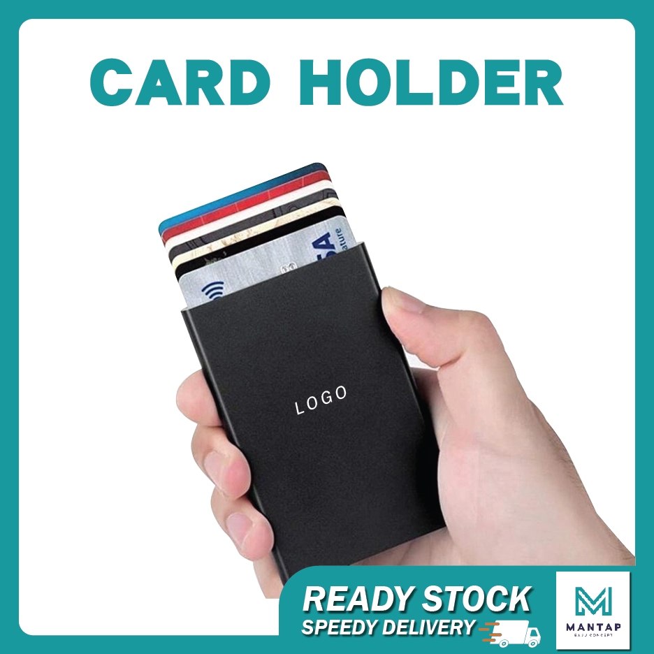 ID Card Holder customade logo Cardholder Blocking Metal Wallet Popup ...