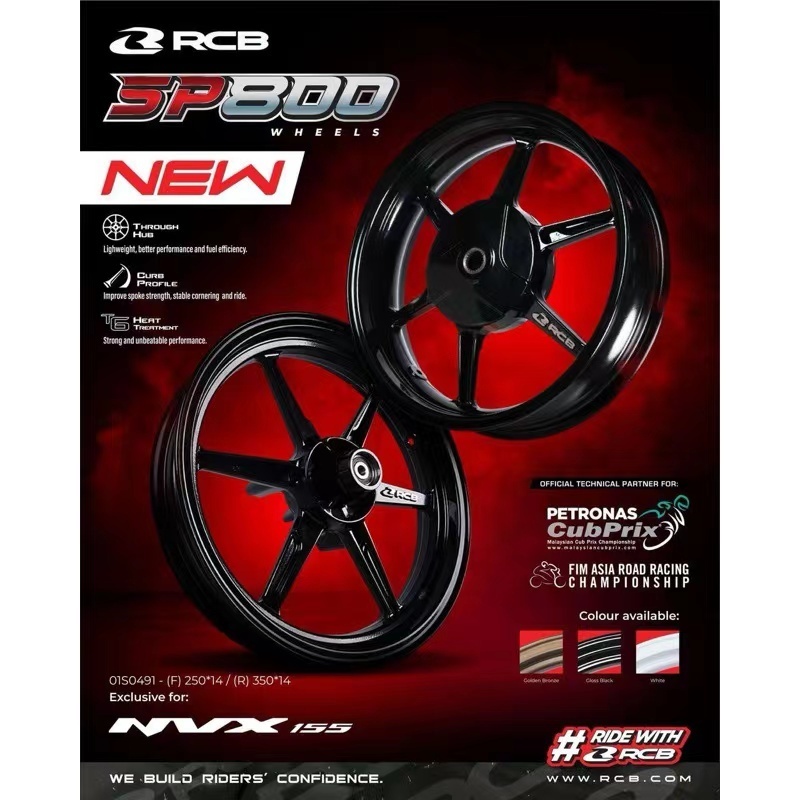 RCB SP800 8 BATANG SPORT RIM SET NVX155 NVX 155 VARIO 160 CLICK 160 215 ...