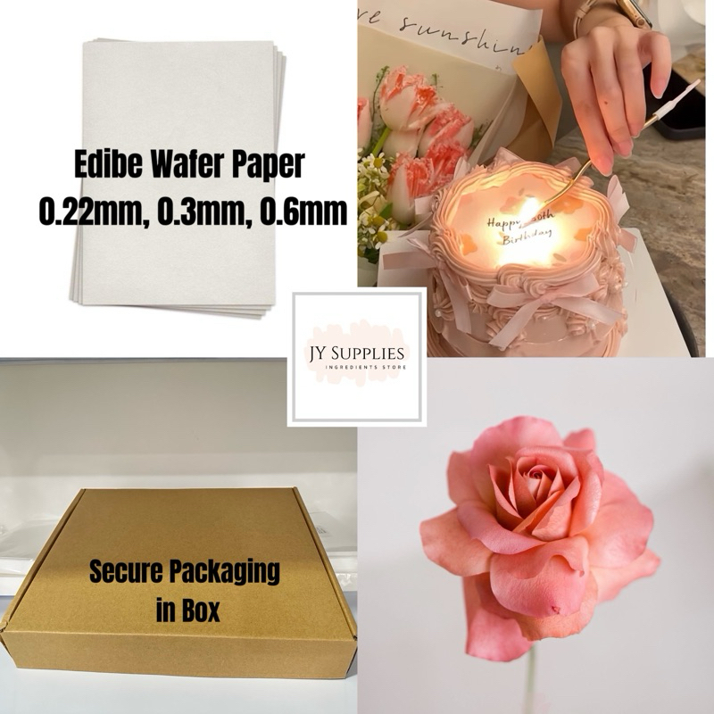 Edible Wafer Paper Rice Paper 0.6mm 0.22mm 0.3mm 10 pc for cake ...