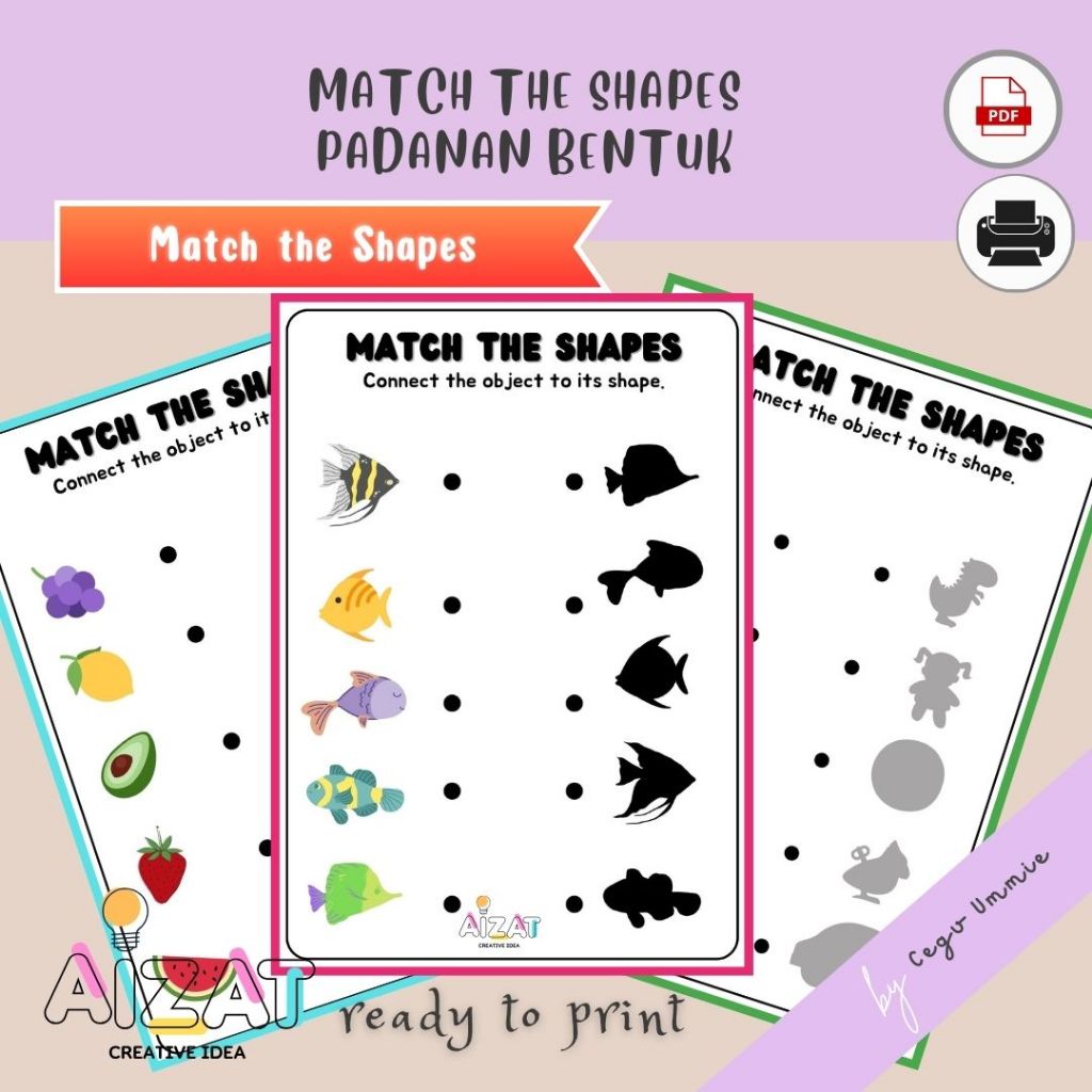 [ Softcopy | PDF ] Latihan Padanan Bentuk Match the Shapes Pra Sekolah ...