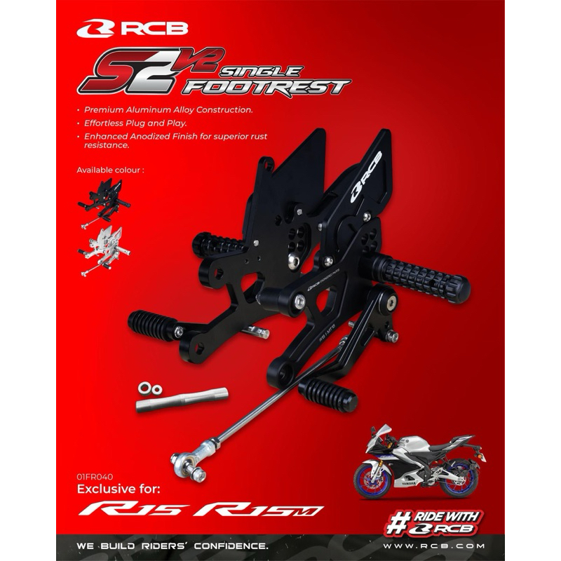 YAMAHA R15 V3 / R15M / MT15 RCB SINGlE FOOTREST RACING READY STORE GOOD ...
