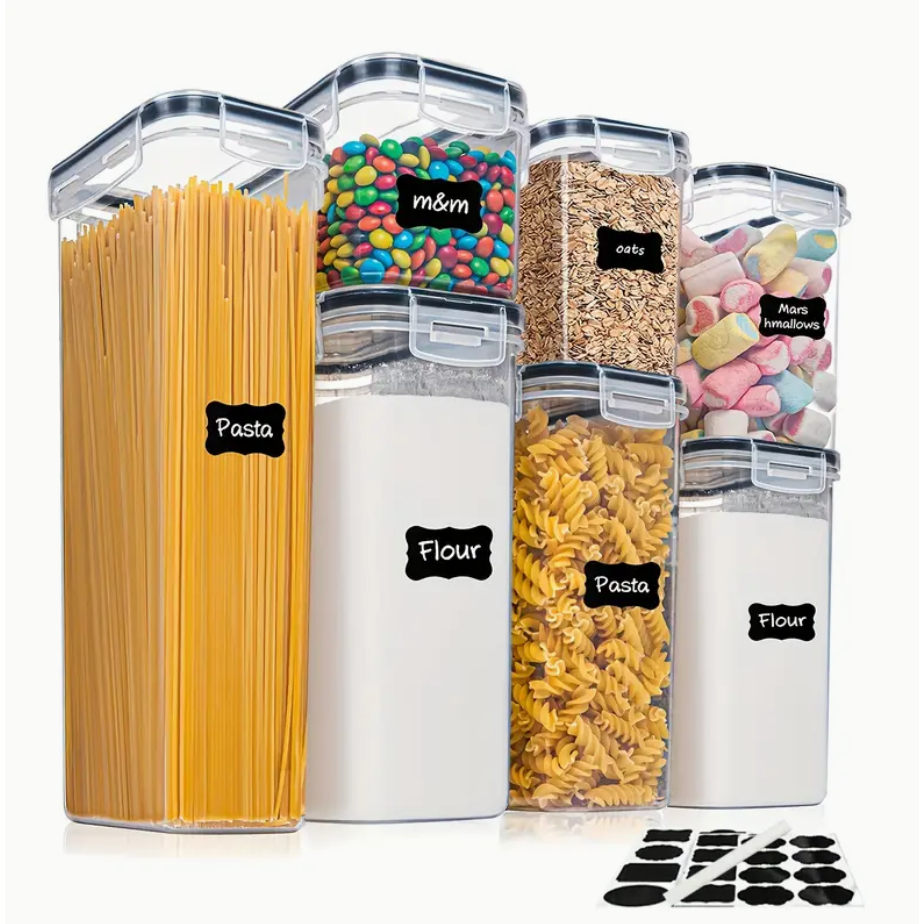 TopMart Basic 7 Pcs Food Container Set with lids -Airtight, Bpa-Free ...