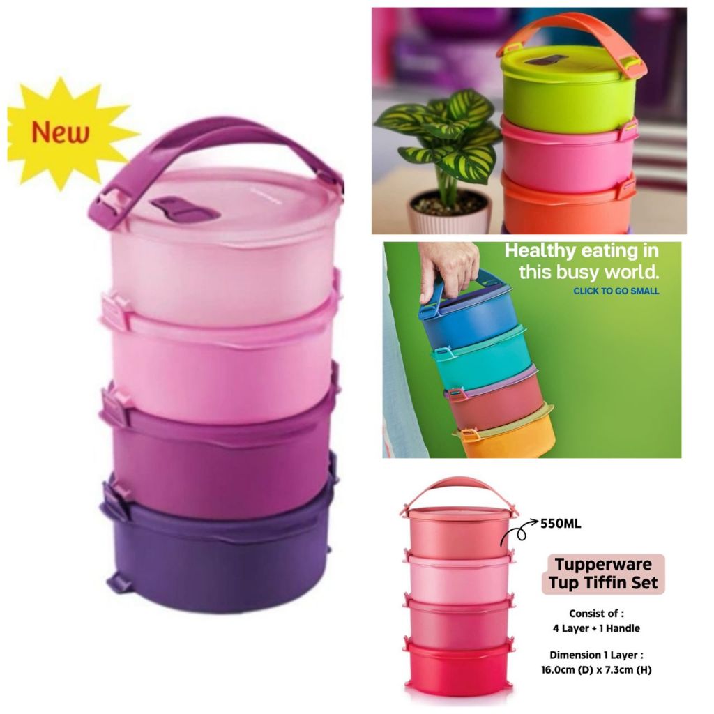 8'4031 Tupperware Tup Tiffin 550ml/Double Deep Duo Set 1.7L/Small Goody ...