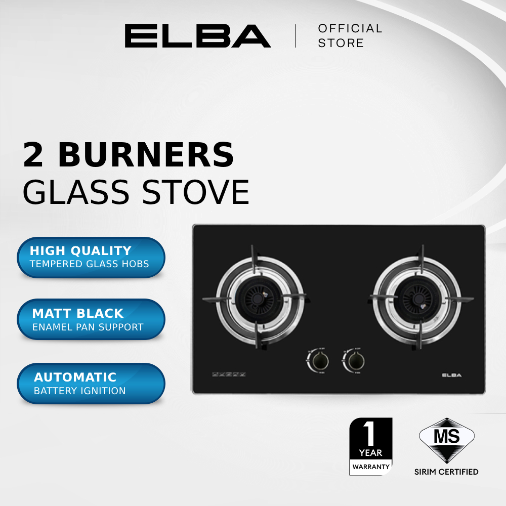 ELBA 2 Burners Glass Stove EGH-M8442G(BK) - High Quality Tempered Glass, Black (4.8kW) | Shopee ...