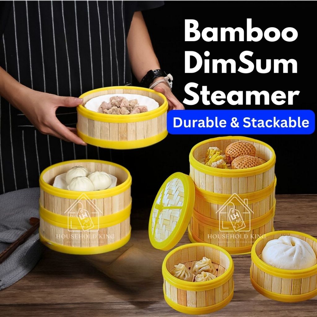 Bamboo DimSum Steamer Basket Kukus Pengukus Pau Buluh Dim Sum Steamer ...