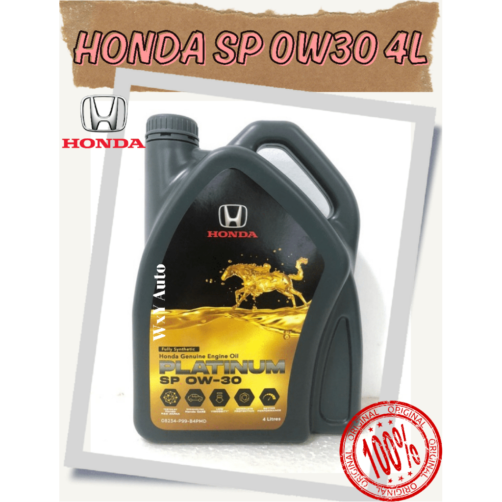 HONDA FULLY SYNTHETIC 0W30 (0W-30) ENGINE OIL 4L + compatible Honda Oil ...
