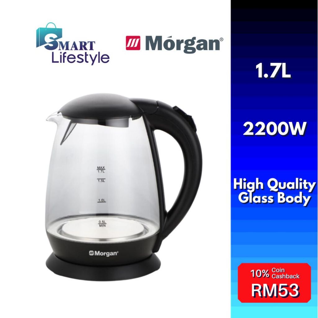 Morgan 2200W Glass Jug Kettle with High Quality Glass Body (1.7L) MJK ...