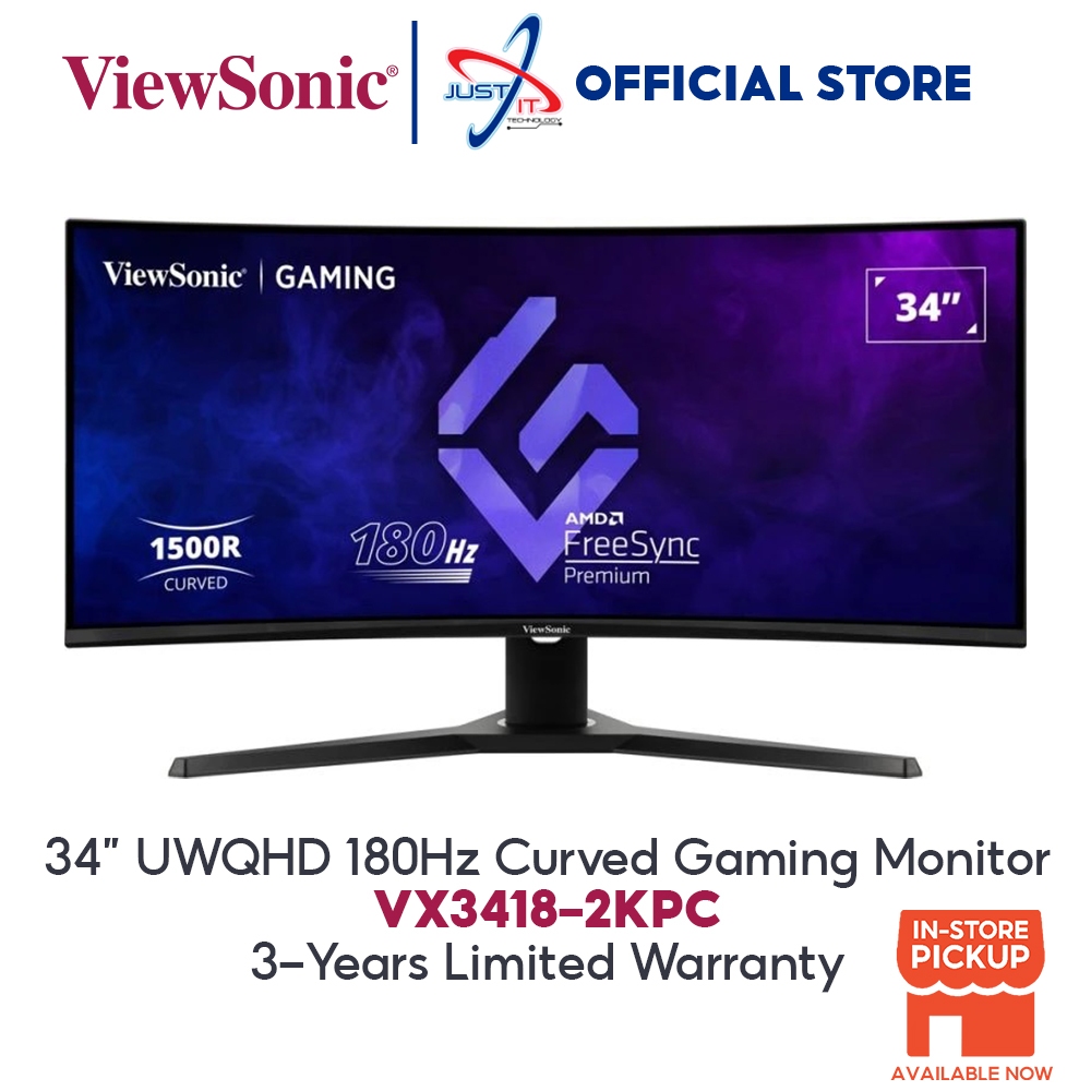 VIEWSONIC VX3418-2KPC 34" CURVED GAMING MONITOR ( 34" VA UWQHD / 1MS ...