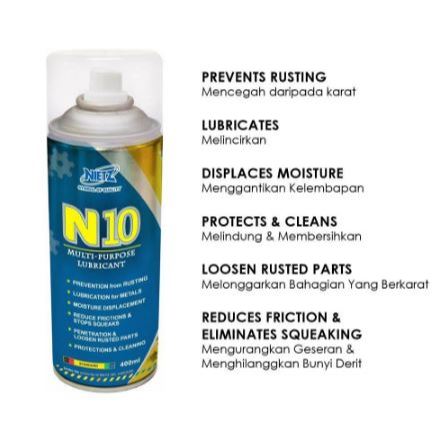 [Ready Stock] NIETZ N10 MULTI-PURPOSE LUBRICANT SPRAY 400ml / N 10 ...