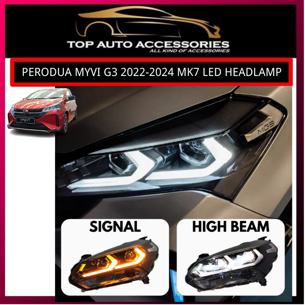 PERODUA MYVI G3 2022-2024 FACELIFT MK7 DESIGN LED HEADLAMP DOUBLE ...
