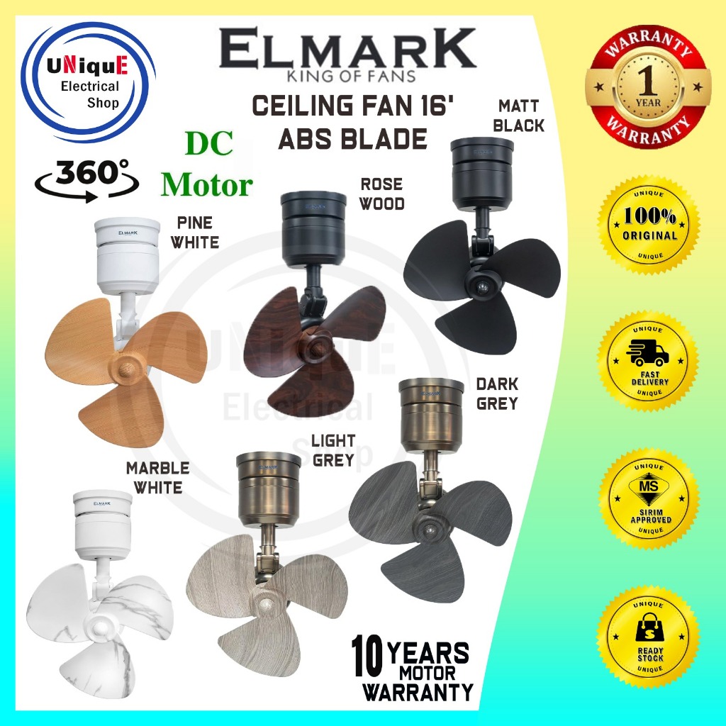 Elmark Ceiling Corner Fan 16 inch CW 360 Remote control Corner Fan 3 ...